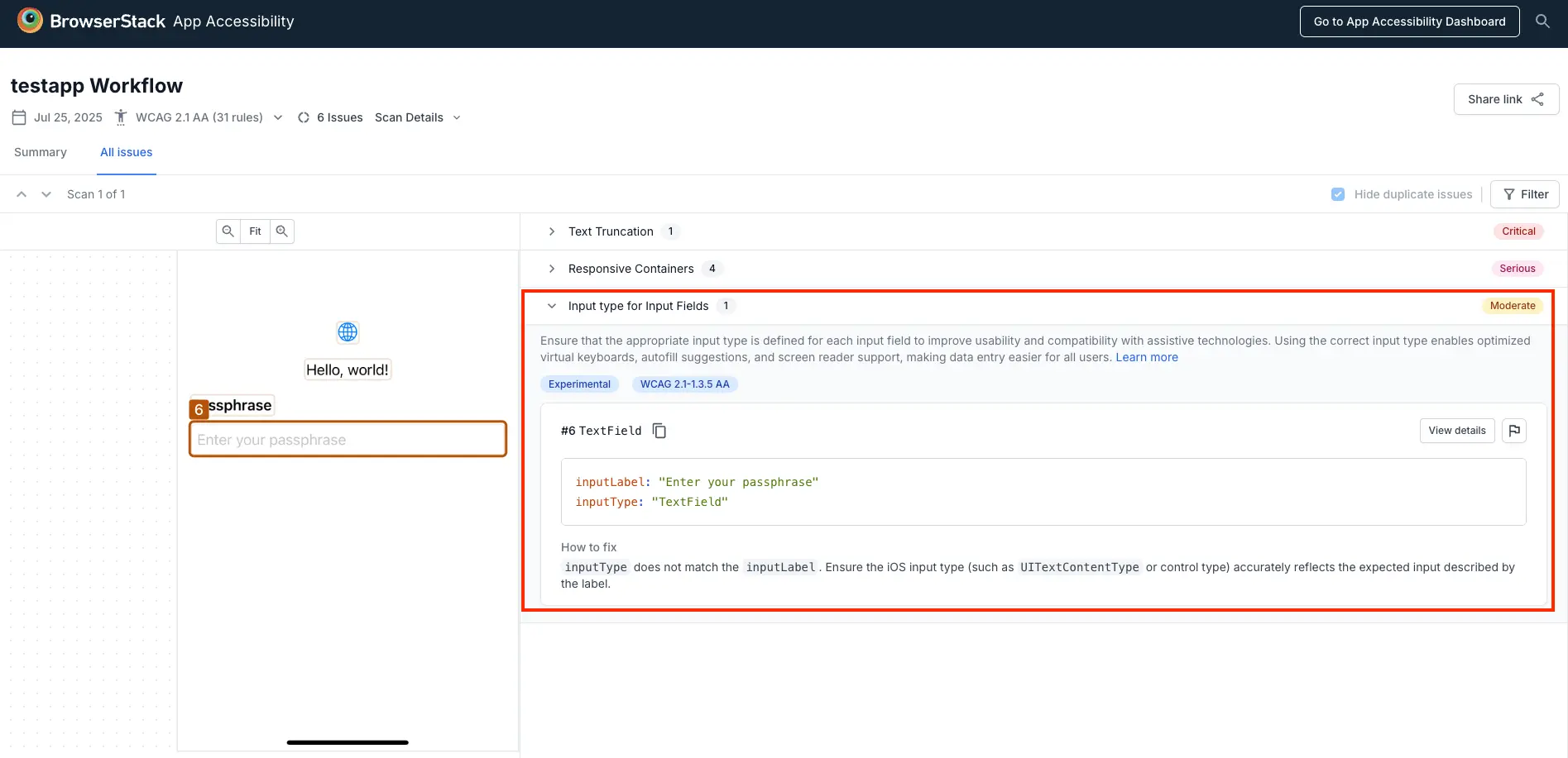 Input type for input fields | BrowserStack Docs