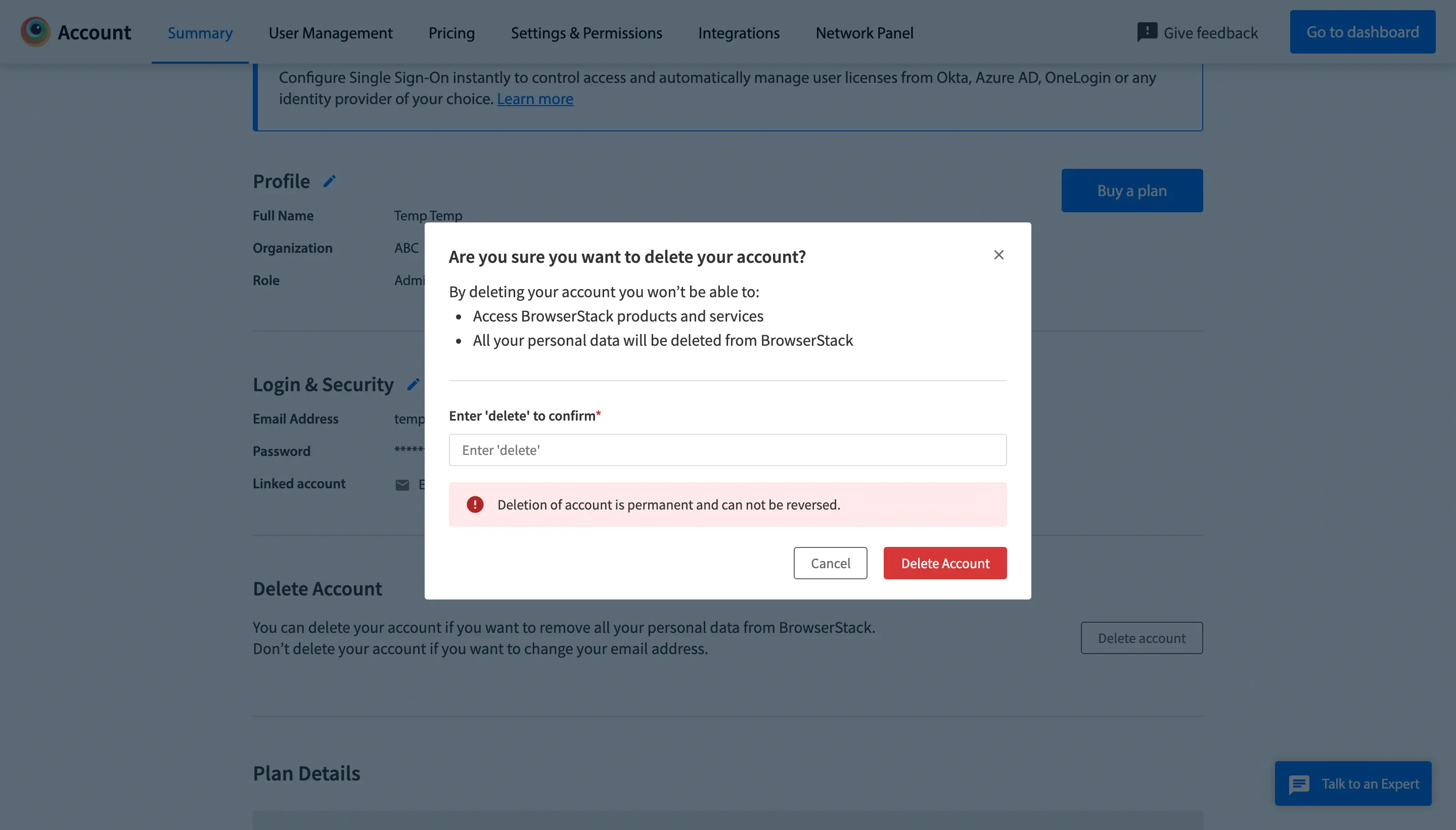 Manage Profile | BrowserStack Docs
