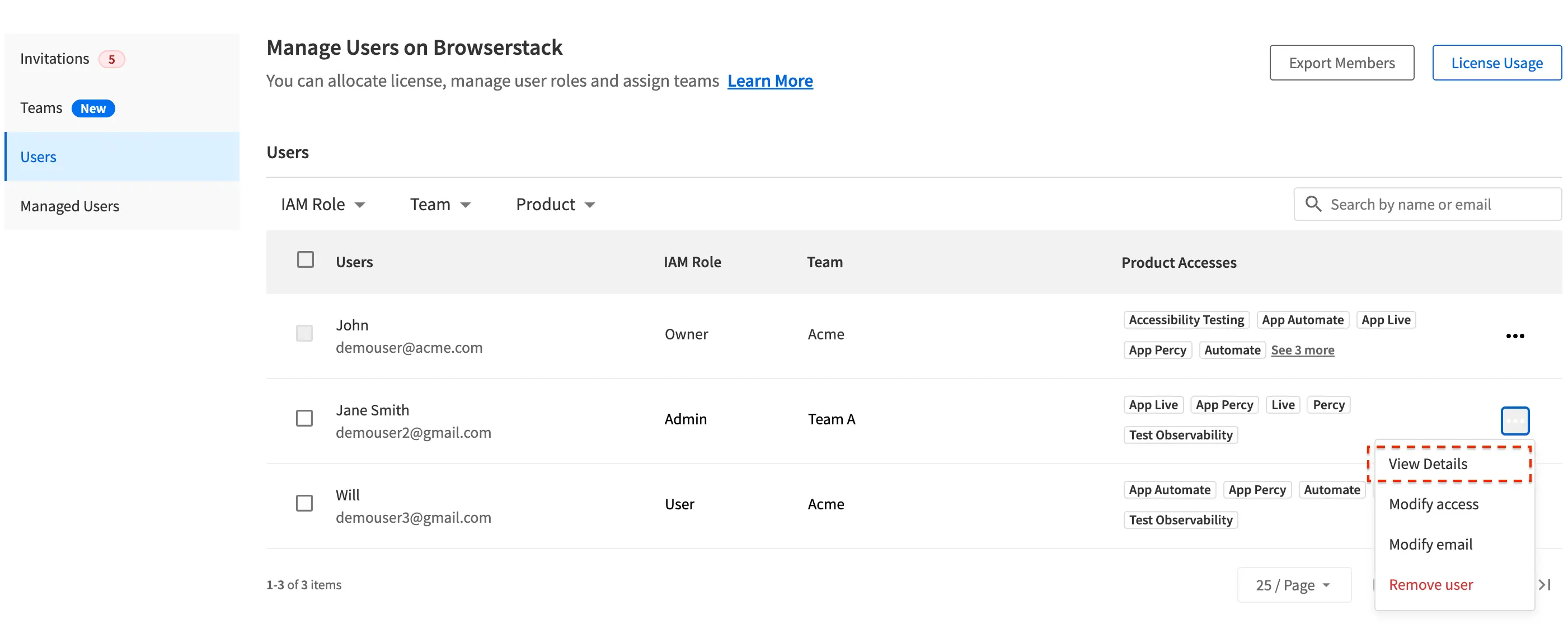 Manage Product Roles and Accesses | BrowserStack Docs
