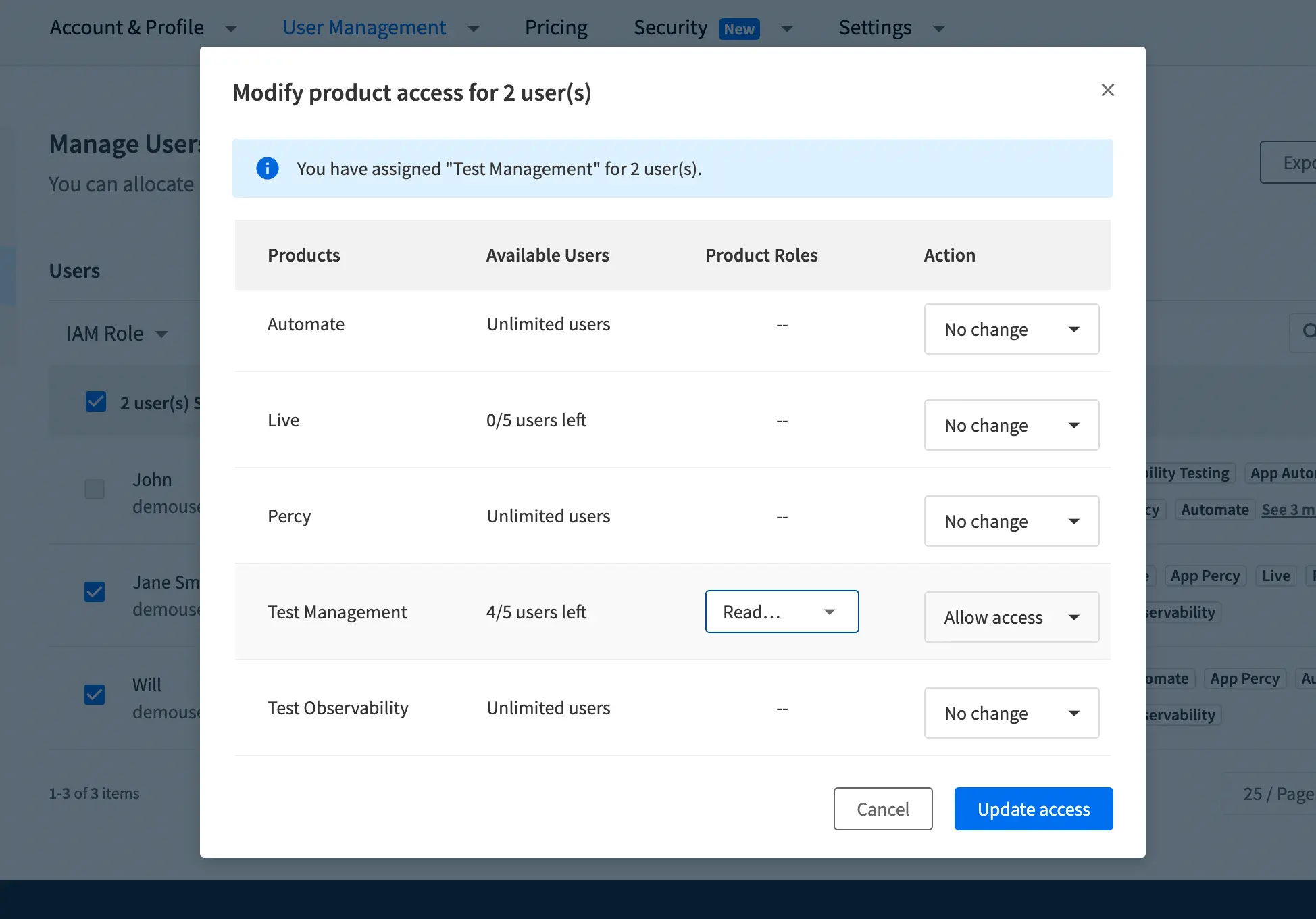 Manage Product Roles and Accesses | BrowserStack Docs