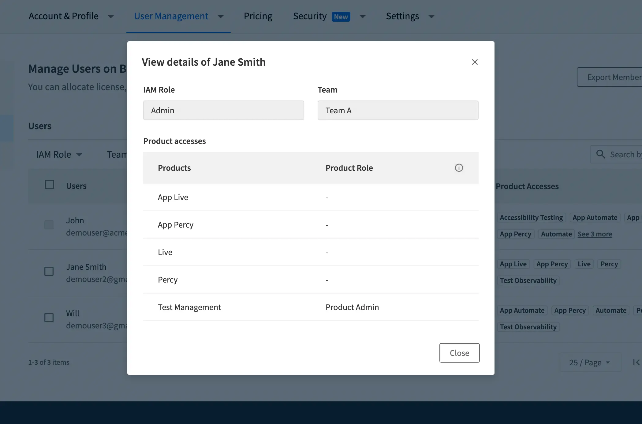 Manage Product Roles and Accesses | BrowserStack Docs