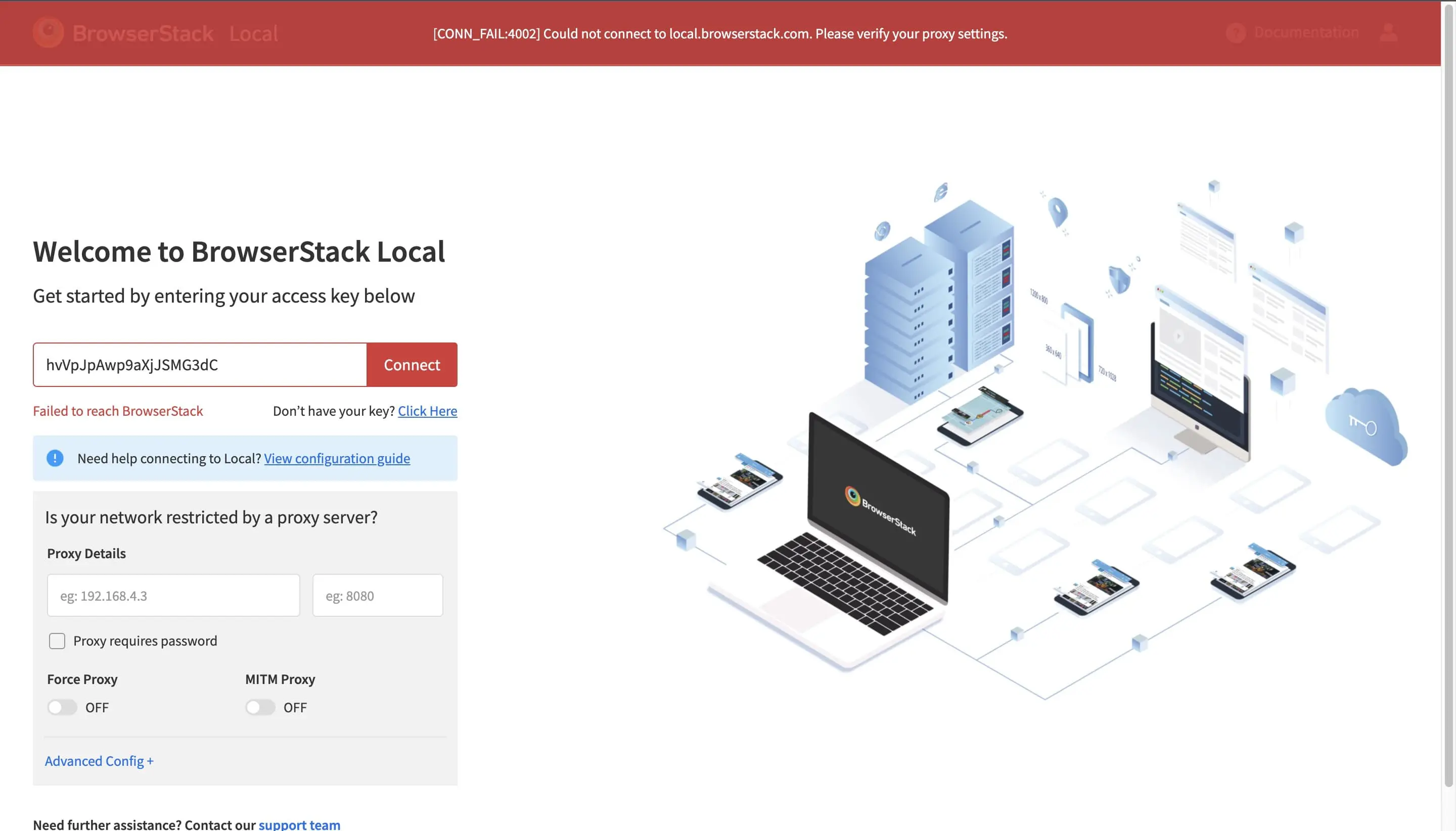 Troubleshooting Local Testing setup issues in Live | BrowserStack Docs